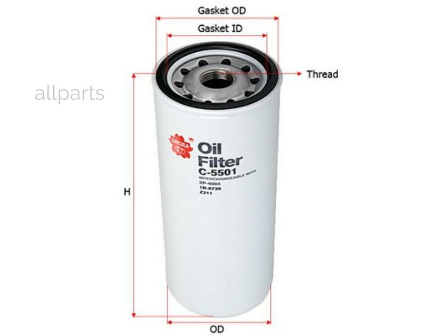 SAKURA C5501 фильтр масляный ! H262 D108 1 1/8'X16 \ SCANIA, CATERPILLAR, VOLVO