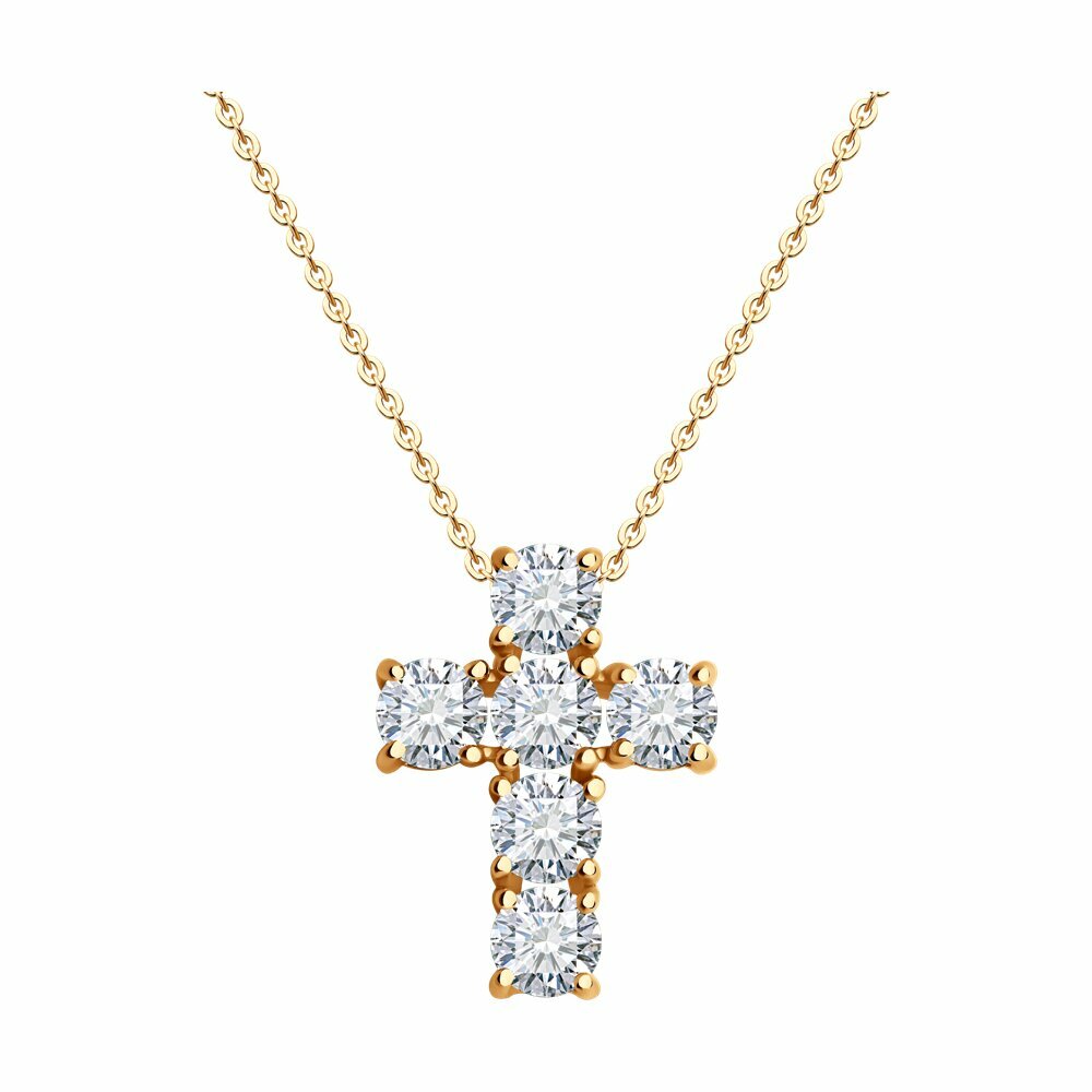 Колье, красное золото, 585 проба, рубин, бриллиант выращенный