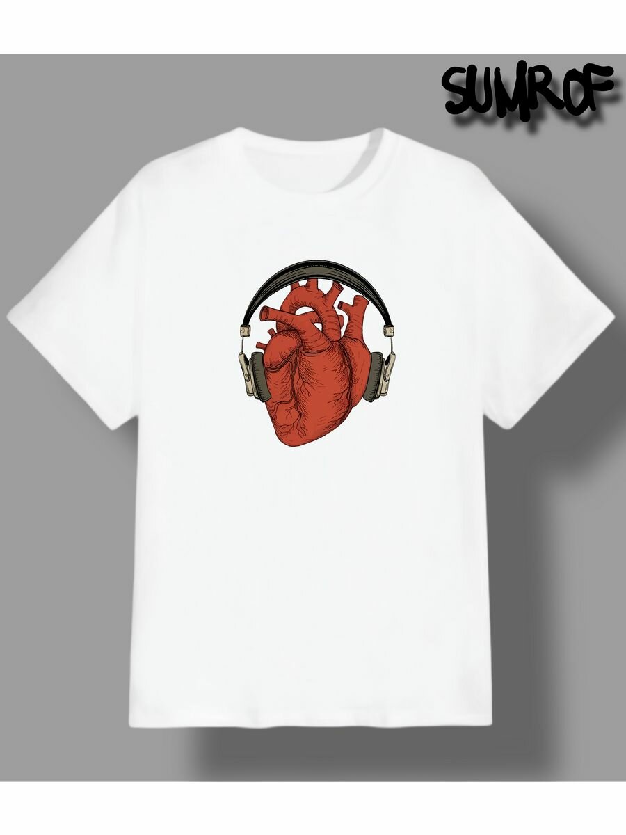 Футболка музыка сердце с наушниками