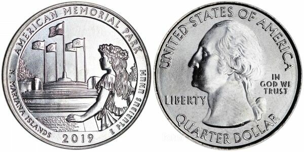 США 25 центов 2019 Квотеры Парки США 47 - Американский Мемориальный Парк
