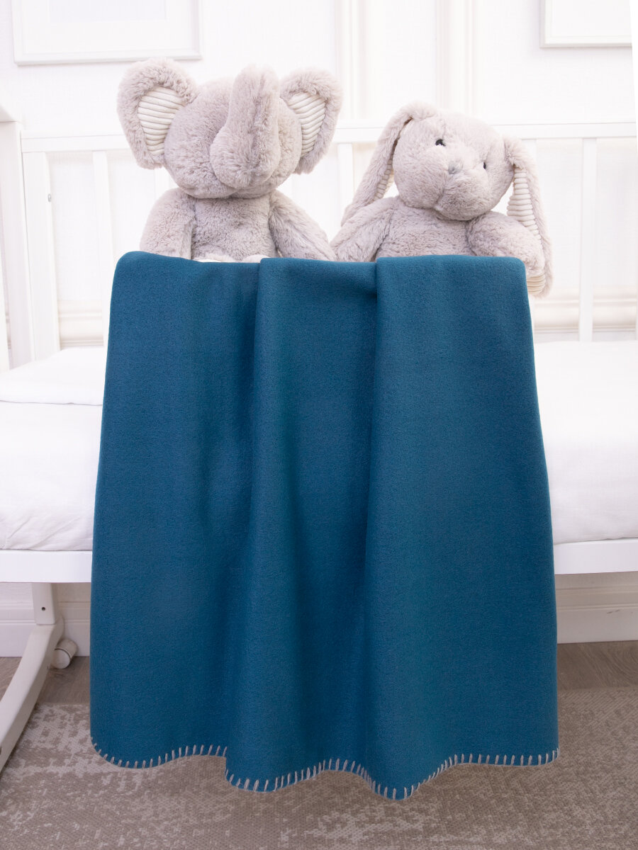 Плед флисовый 80х110 для новорожденного на кровать, Tessolo Home, синий