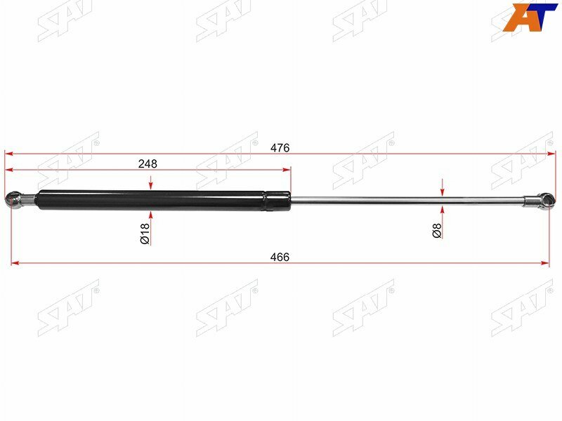 Амортизатор крышки багажника SAT ST-96548931, для Chevrolet Lacetti 2004-2013, 1 шт