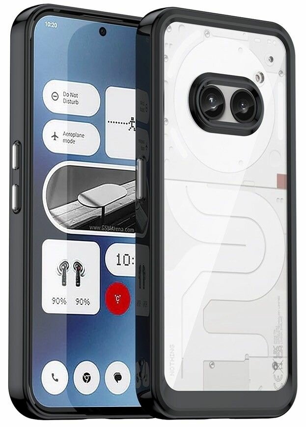 Чехол на Nothing Phone 2a пластиковый с силиконовой окантовкой черный