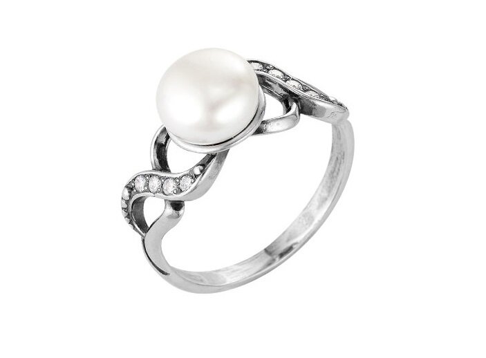 Кольцо, стекло, жемчуг имитация