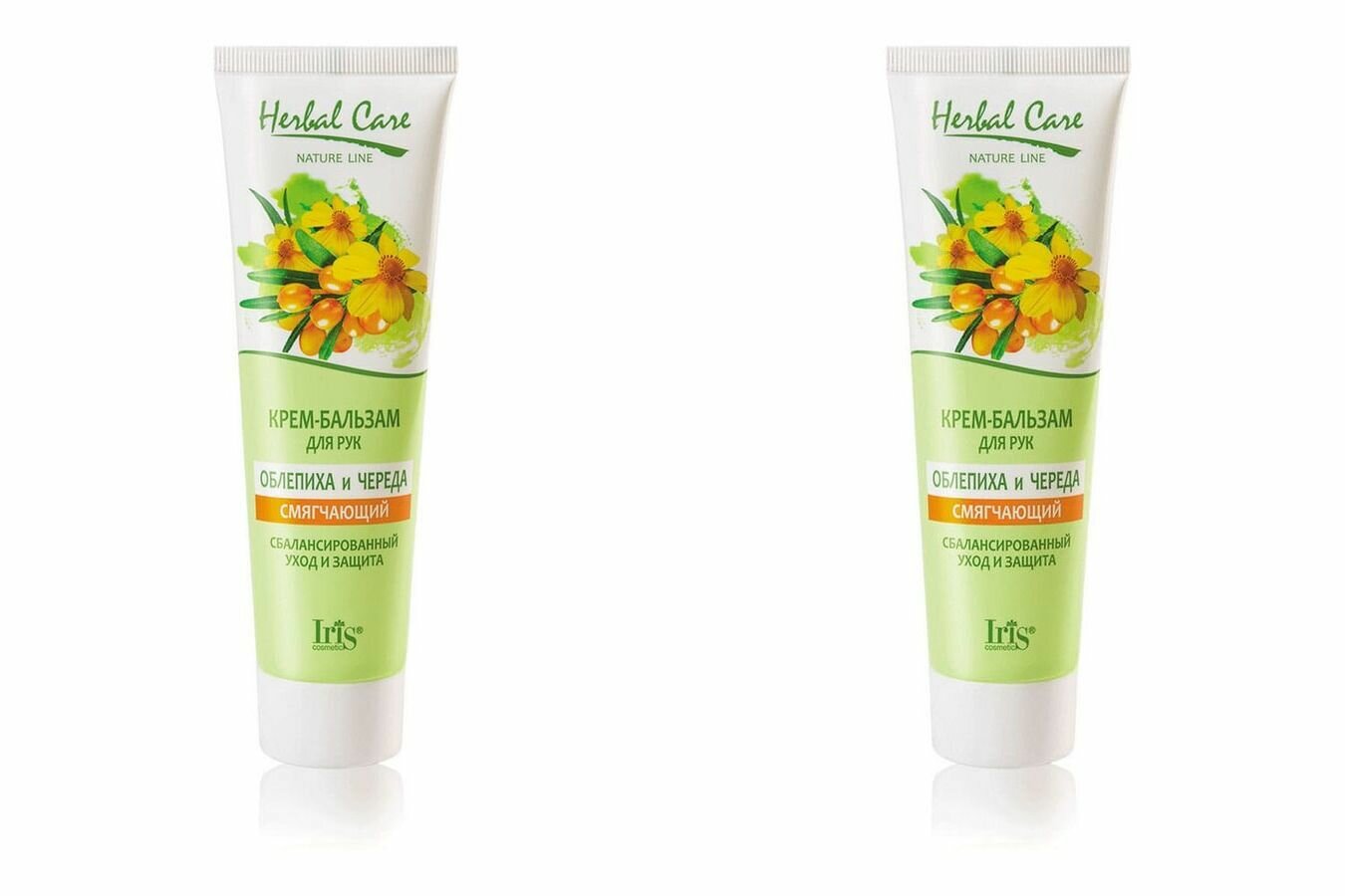 IRIS Cosmetic Крем-бальзам для рук Herbal care Облепиха и череда смягчающий 100мл 2 шт