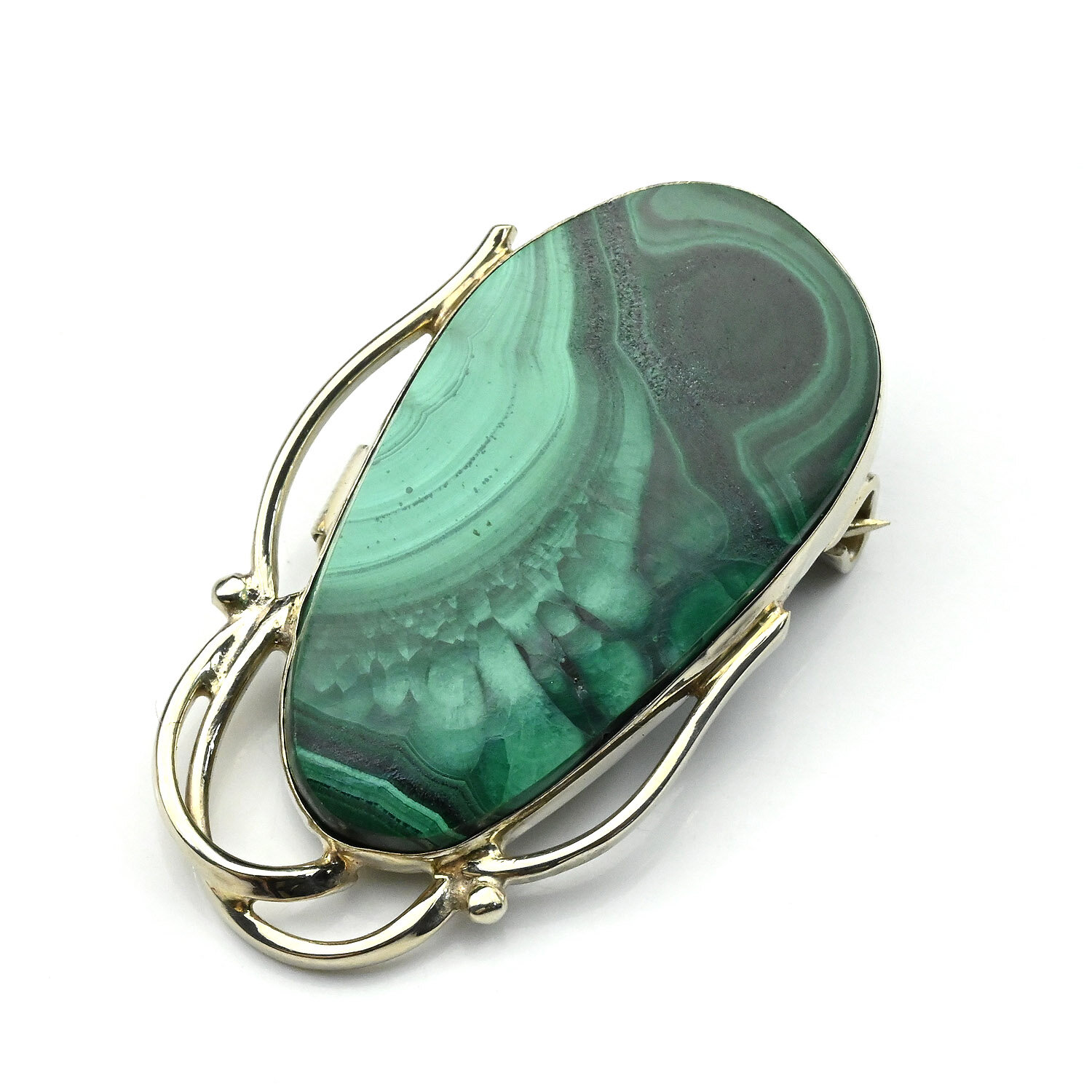 Брошь, малахит