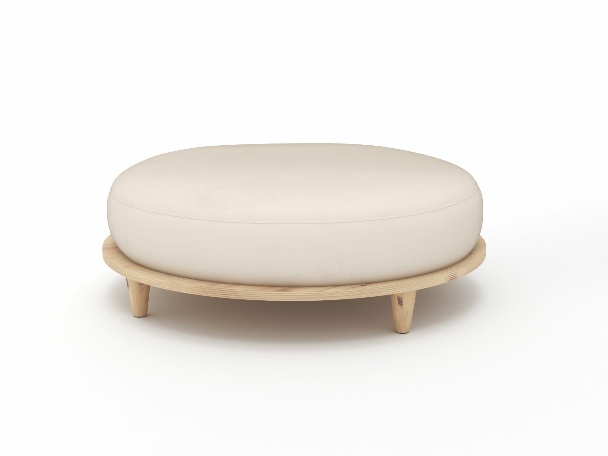 Мягкий пуфик круглый Arsko Сканди 4 Ivory, слоновая кость, велюр, для туалетного столика, для ног, оттоманка