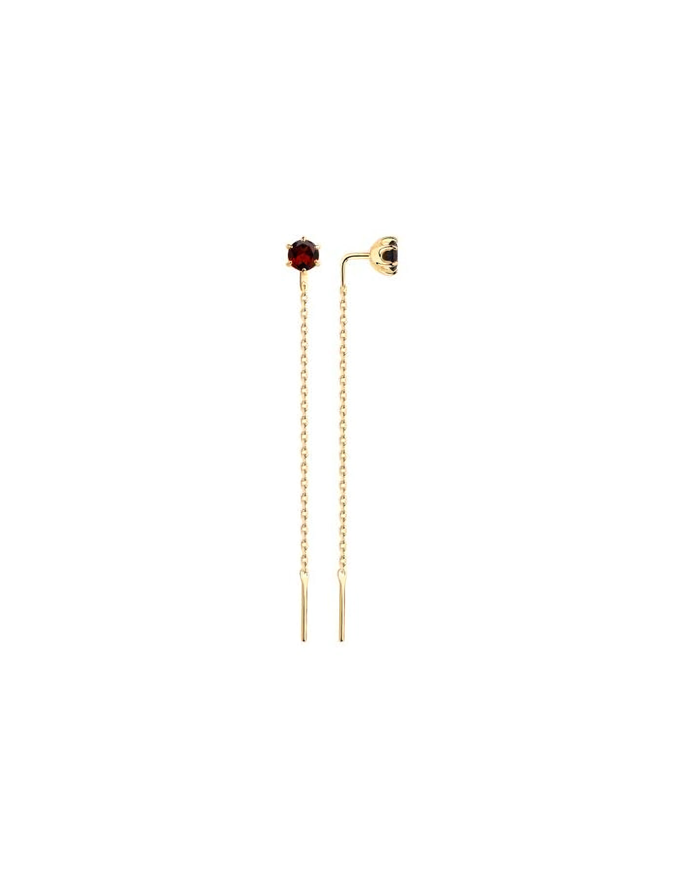 Серьги цепочки, серебро, 925 проба, золочение, гранат
