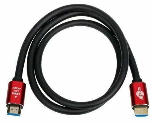 Кабель Atcom at5940 HDMI (m)-HDMI (m) 1.0м силикон ver.2.0 черный красный в пакете