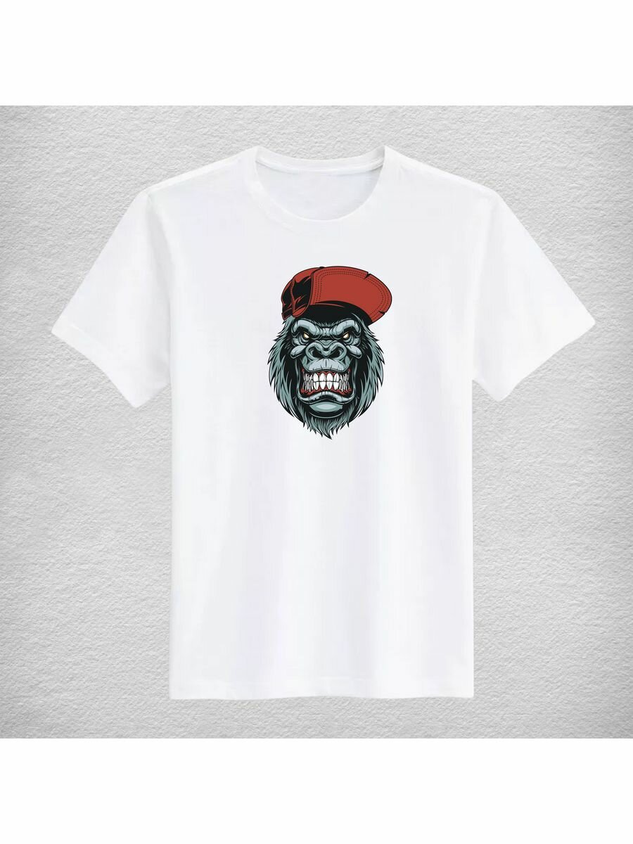Футболка горилла злая в кепке