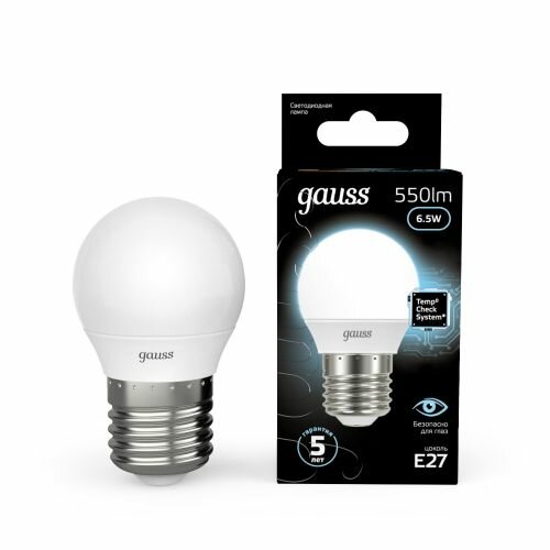 Светодиодная лампа Gauss LED Globe E27 6.5W 100-240V 4100K