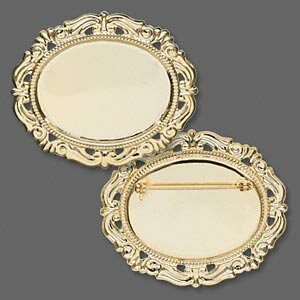 Рамка - основа для броши, 55х46мм (внутренний размер 40х30мм), узор классика, базовый материал - латунь, позолоченная, 1 шт.