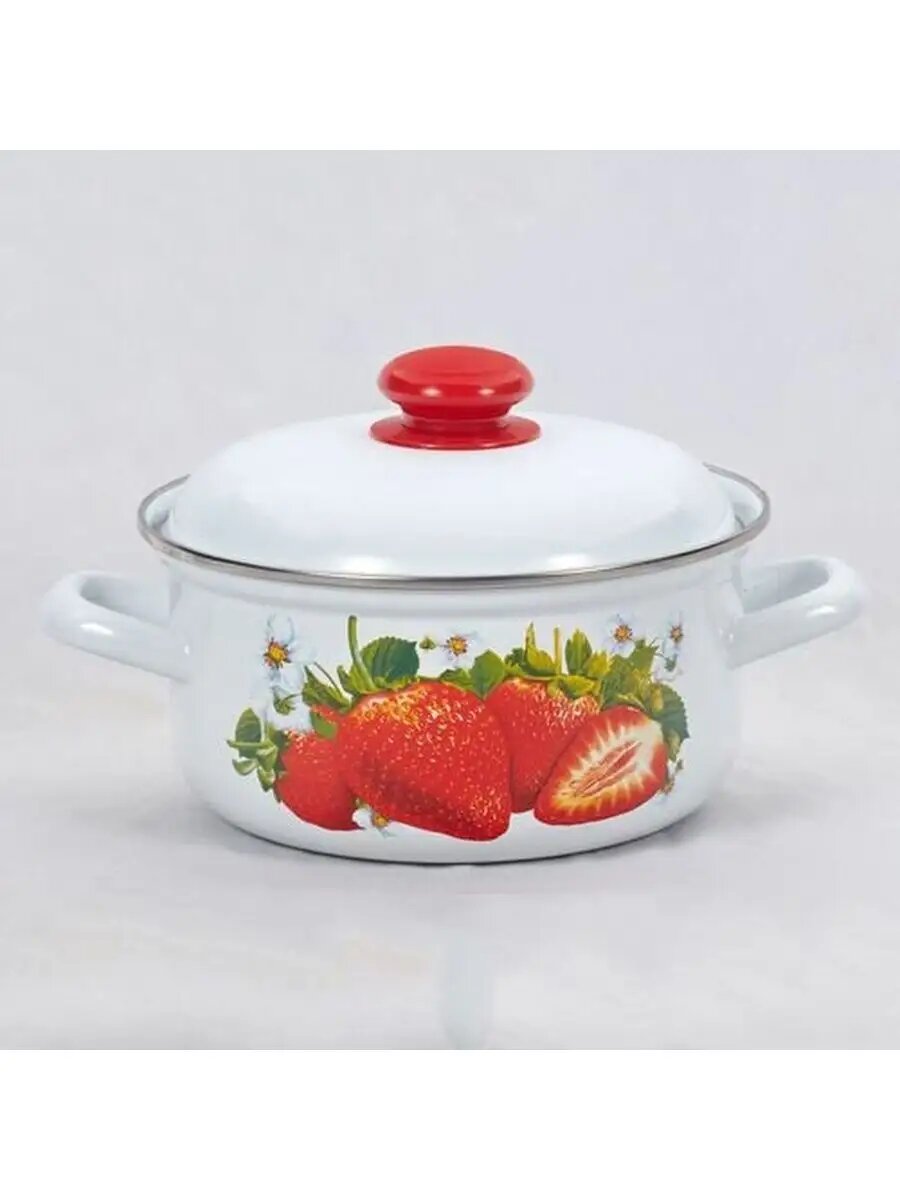 Кастрюля эмалированная 2л. Сочная клубника