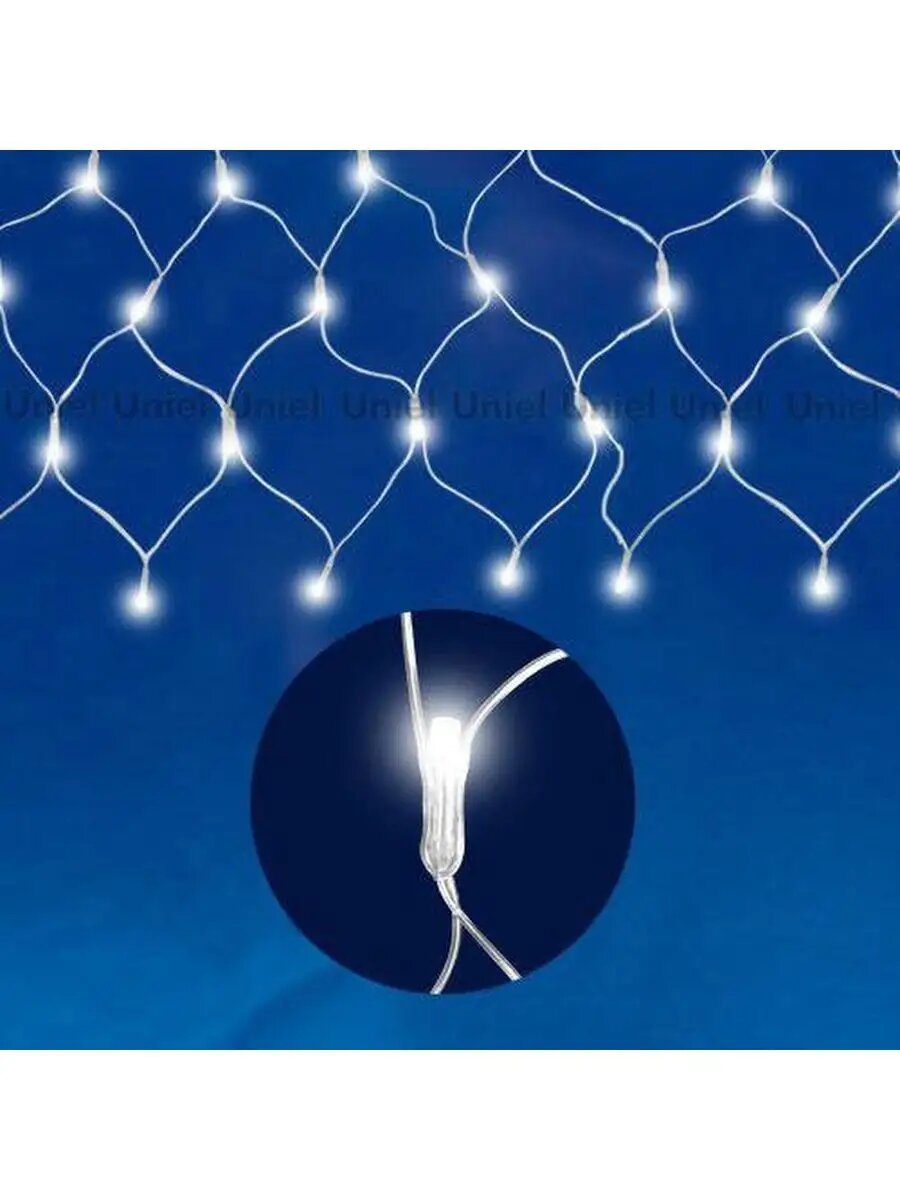 Сетка светодиодная с контроллером. 240 светодиодов. 2.5х2 м. белая. IP20. провод прозрачный Uniel ULD-N2520-240/DTA WHITE IP20