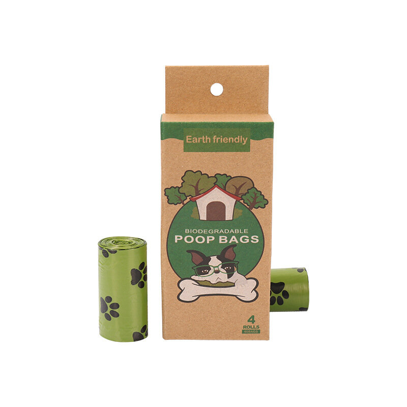 Биоразлагаемые пакеты для собачьего помета без картона зеленый цвет 4 рулона с 60 пакетами экологичные компостируемые