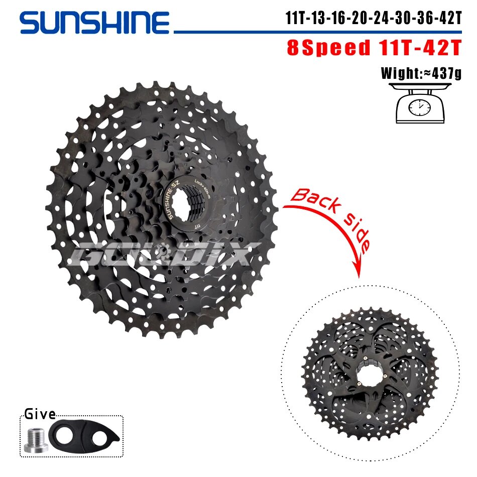 SUNSHINE MTB кассета 8/9/10/11/12 скорости 40/42/46/50/52T черная 8Speed 11-42T Black