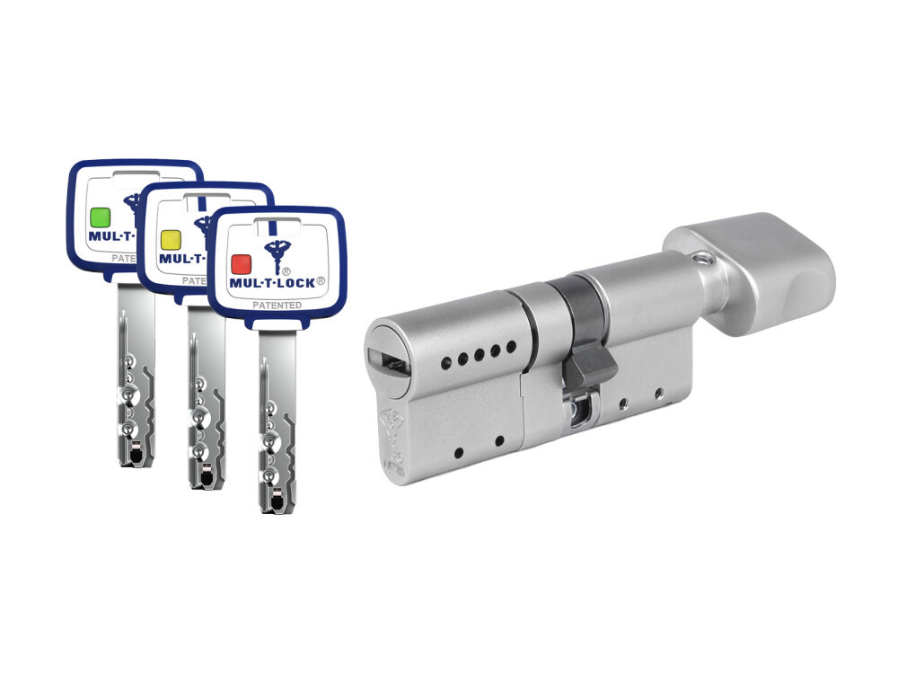 Цилиндр Mul-t-Lock MTL800 Светофор ключ-вертушка 110мм (размер 55х55В мм) - Никель, Флажок