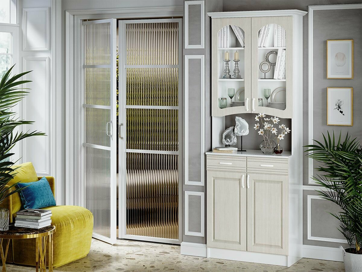 Буфет Эра-мебели Констанция 2-х створчатый МДФ сандал размер 800х2250х430см