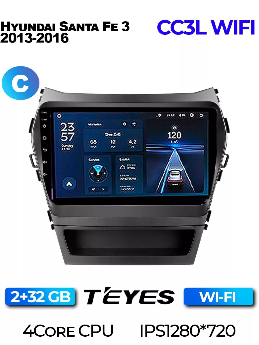 Андроид магнитола Teyes CC3L WIFI Hyundai Santa Fe 3 2+32