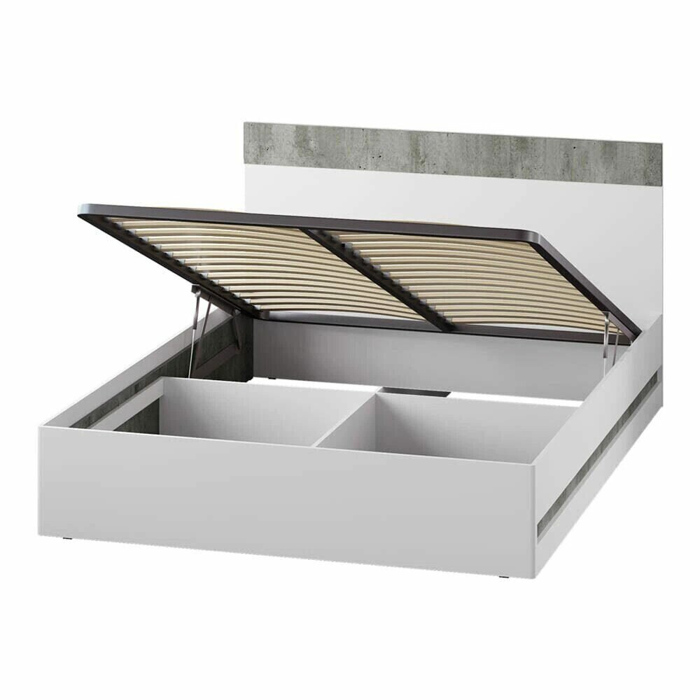 Кровать двуспальная с подъемным механизмом «Инстайл» 160х200, метрополитан грей/белый (1672х2060х1000)