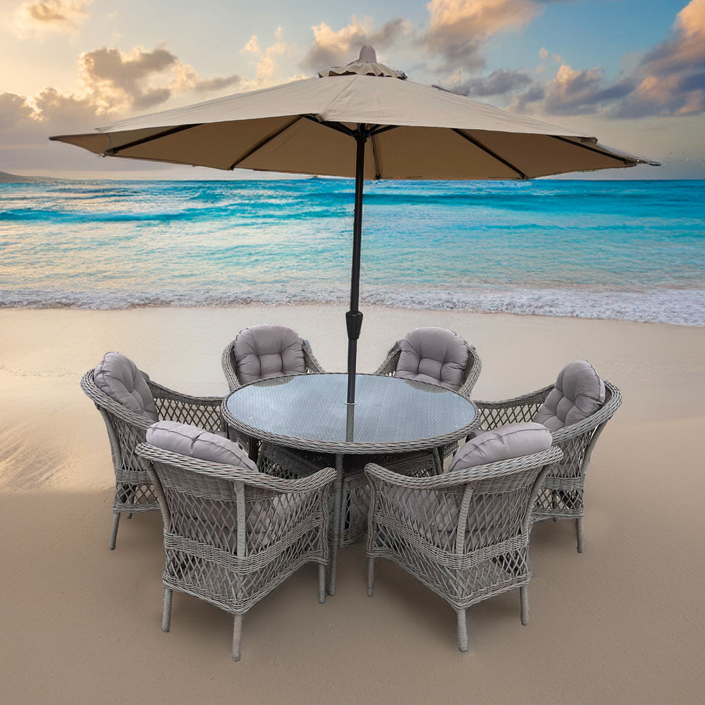 Комплект мебели 6+1+ ЗОНТT219/270-8k/LV-217 Beige (6+1) (Afina Garden)