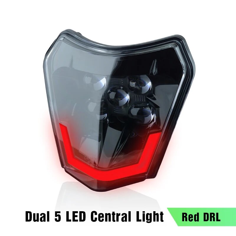 SPACEMOTO мотоциклетная светодиодная фара, головной светильник, обтекатель супермото для KTM EXC SXF MX Dirt Bike Enduro, светодиодная фара Красный, Dual 5 LED