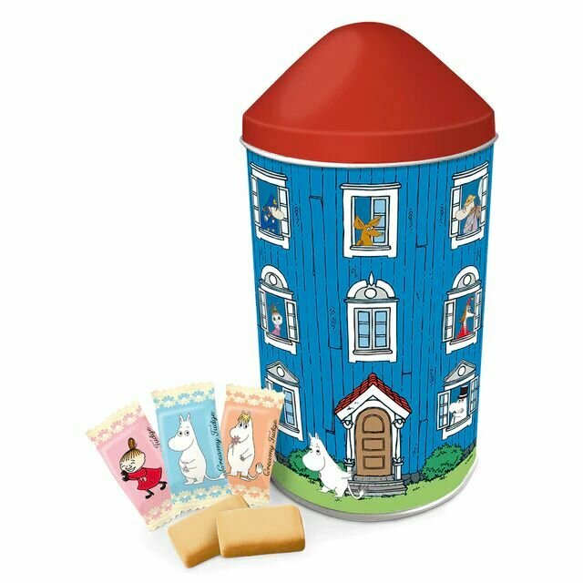 Fazer moomin soft fudge house фруктовые сливочные ириски в жестяном домике Мумми-Троллей 100 г (из Финляндии)