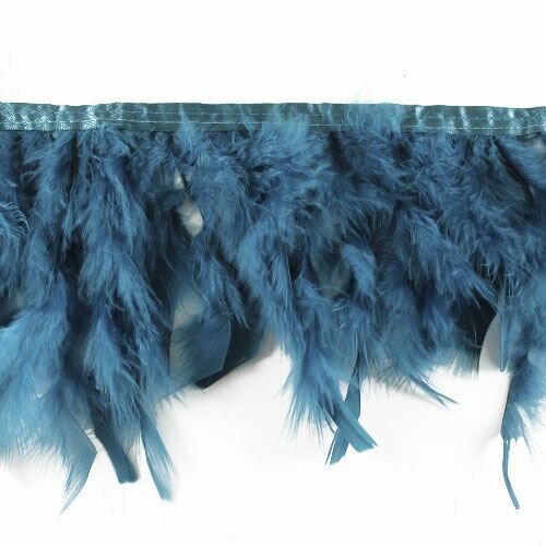 Бахрома для отделки из перьев курицы (1м.83см.) ширина-15см. 029 т. бирюза