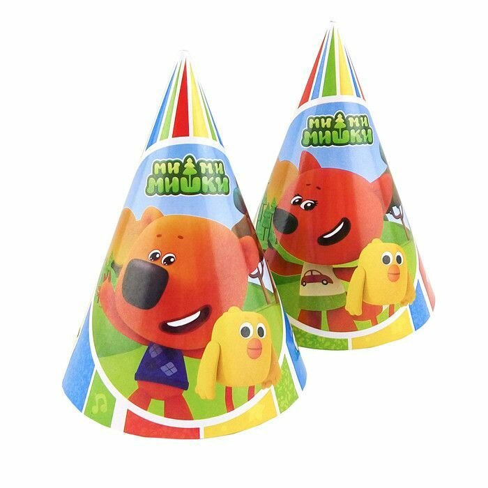 Карнавальные колпаки Веселуха "Ми-ми-мишки", материал плотный картон, разноцветные