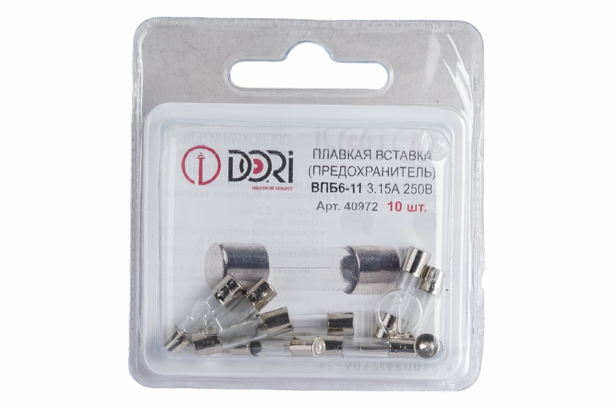 DORI плавкая вставка ВПБ6-11 3,15А 250В набор из 10 шт для электрических цепей