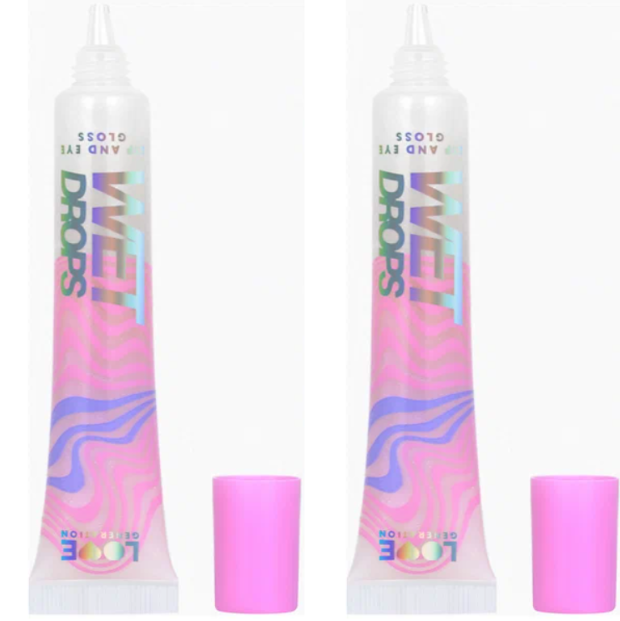 Блеск для глаз и губ Love Generation Wet Drops, тон 02 прозрачный с розовыми сияющими частицами, 12 мл, 2 шт