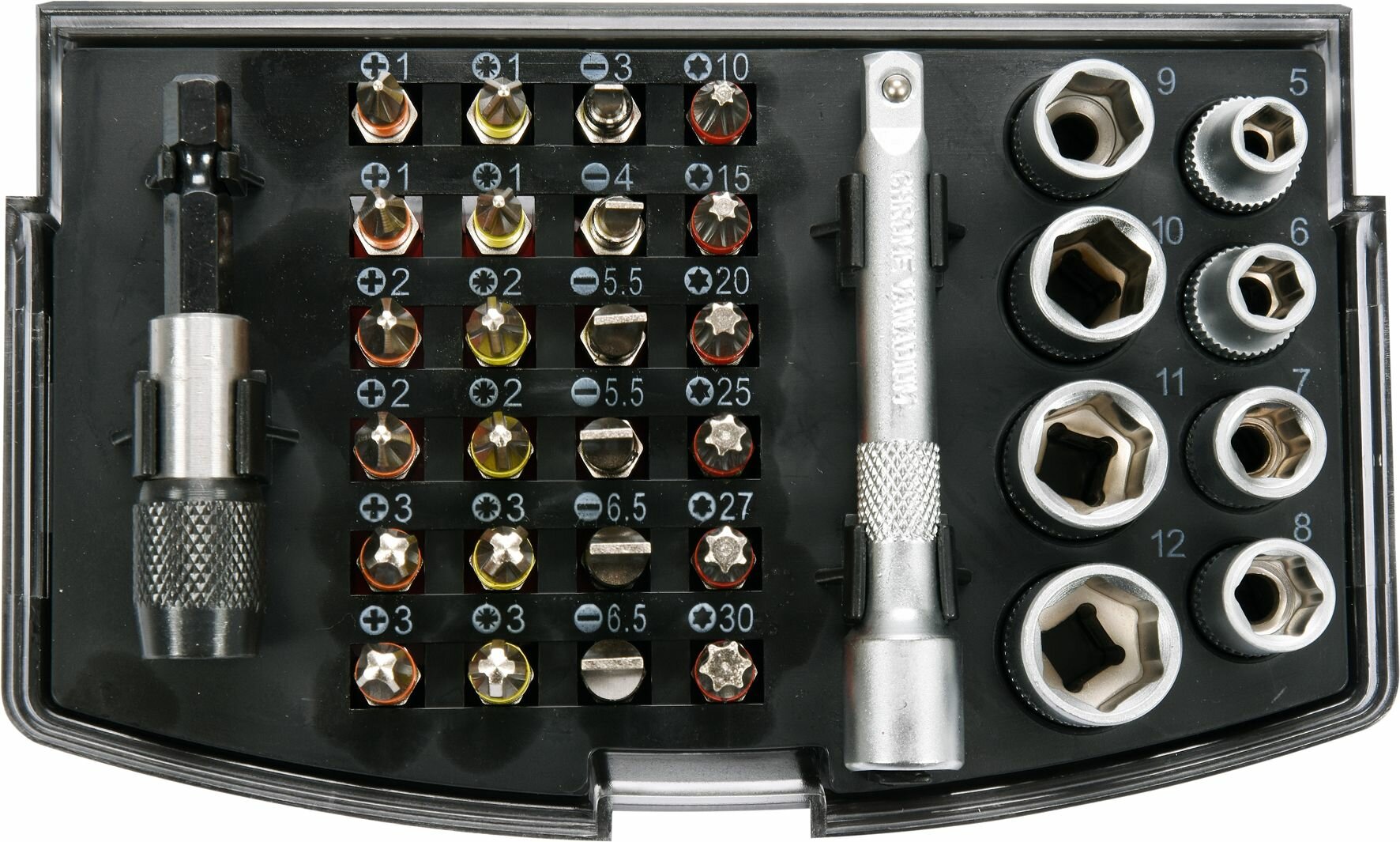 Набор бит и торцовых головок YATO YT-04623, односторонний, 34 шт