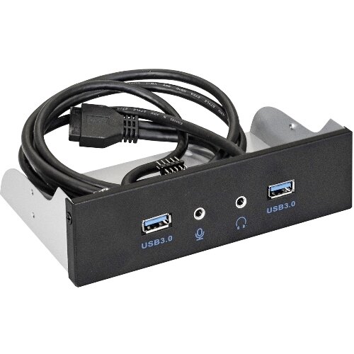 Планка 5.25 USB-AA 2 порта + 2 AUDIO Exegate U5H-627 вывод USB3.0 с материнской платы на фронт ПК