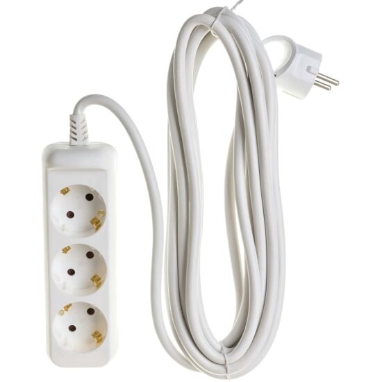 Удлинитель электрический Эра U-3e-5m-3x1.5 с заземлением 3 розетки 5м ПВС 3х1.5кв. мм 16А, Б0044033