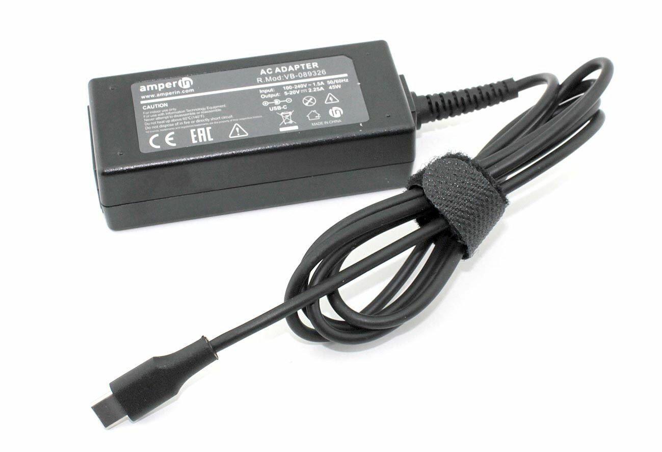 Блок питания (сетевой адаптер) Amperin AI-HP45C для ноутбуков HP 15V 3A Type-C 45W