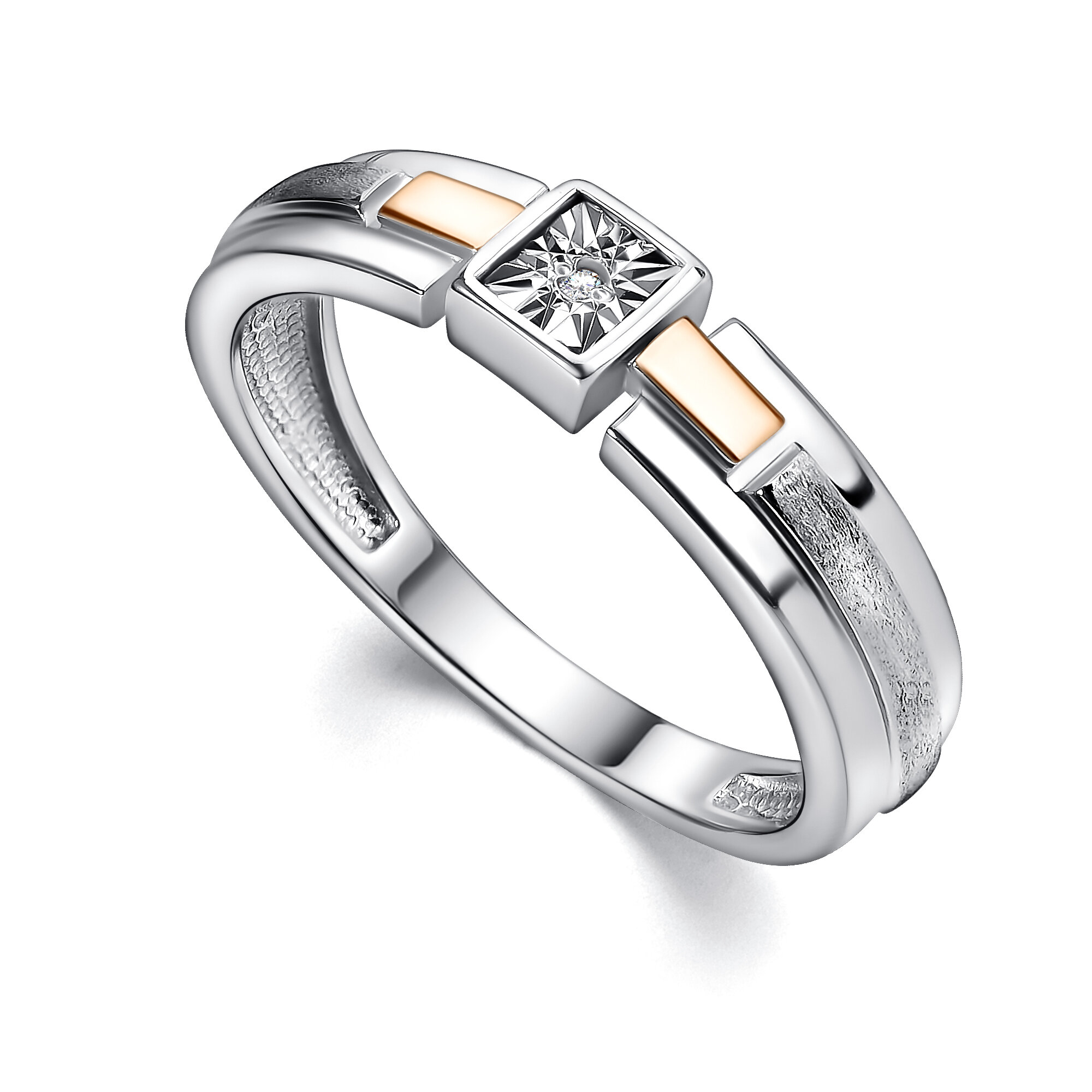 Кольцо, серебро, 925 проба, родирование, бриллиант