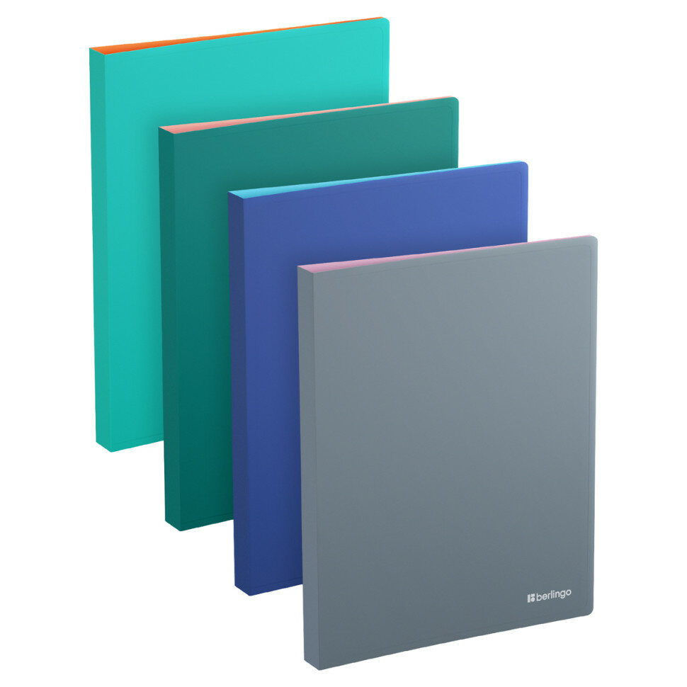 Папка на 4 кольцах Berlingo "Soft Touch Pro" A4, 25мм, 700мкм, D-кольца, с внутр. карманом, софт-тач, ассорти, 371747
