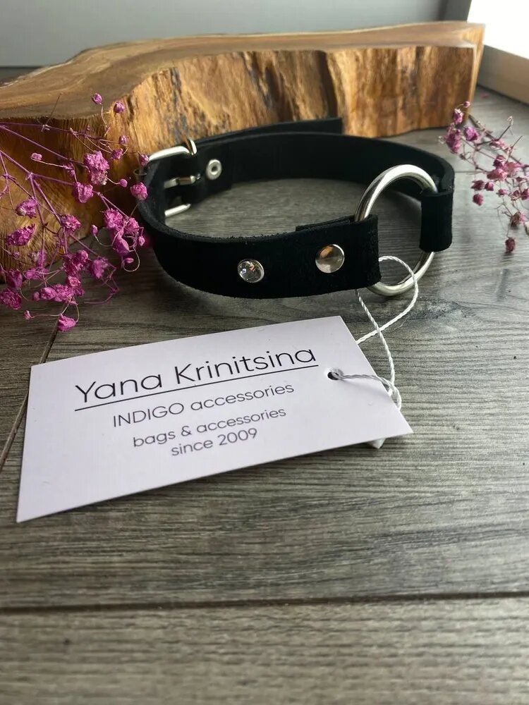 Чокер Indigo нат. кожа, китти, черный