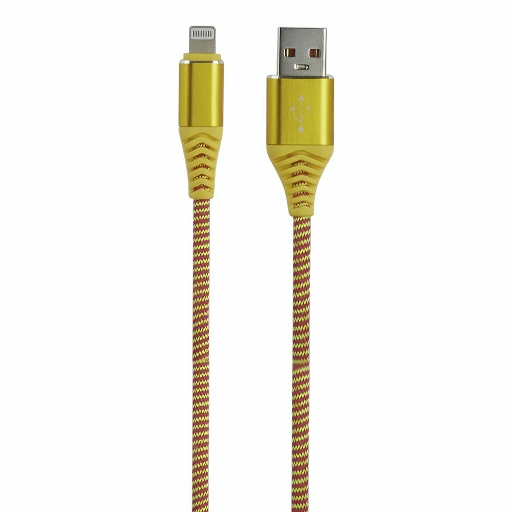USB кабель "LP" для Apple Lightning 8-pin "Носки" (желтый/блистер)