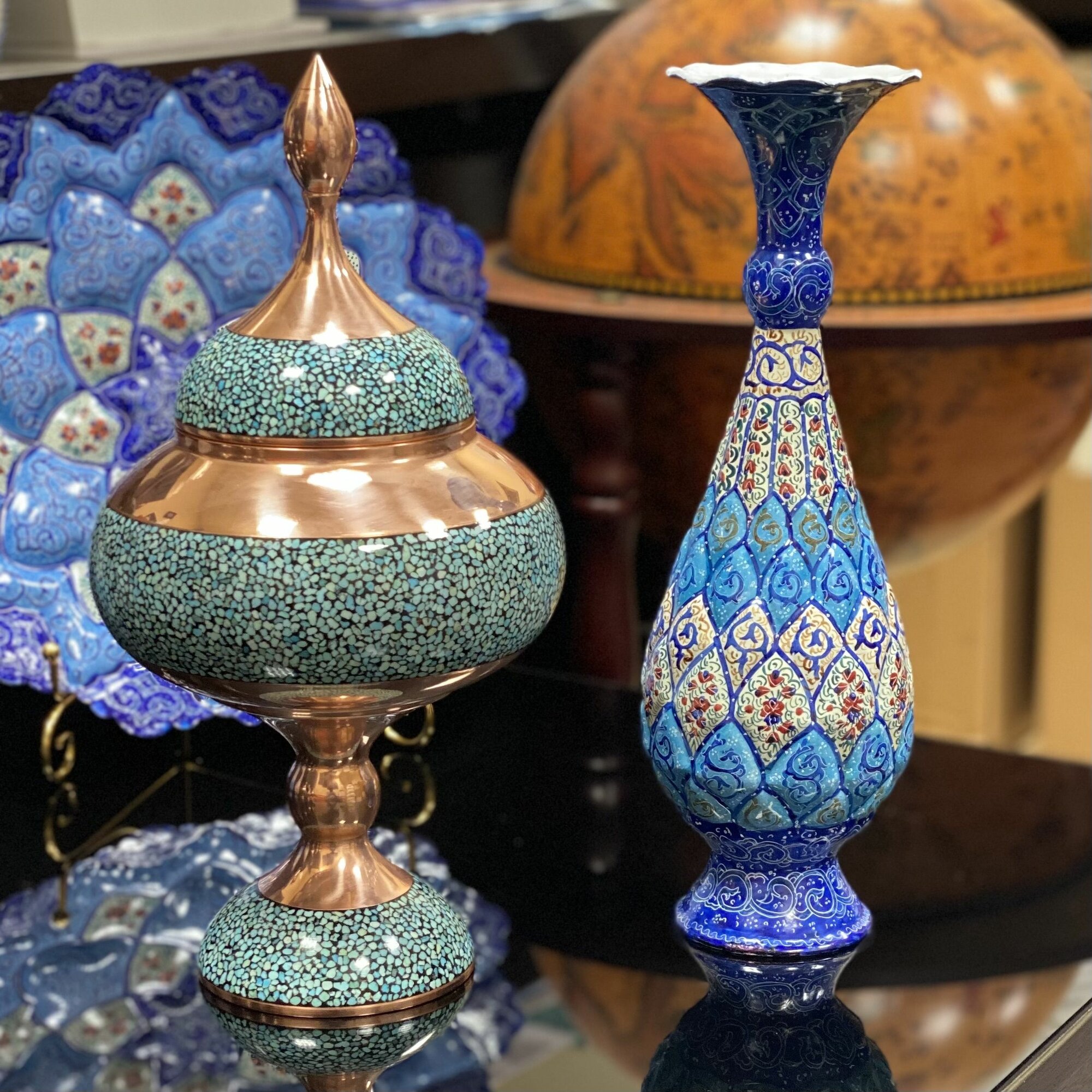 Конфетница Персидский базар "Фирузе", Иран, ручная работа, 31 см