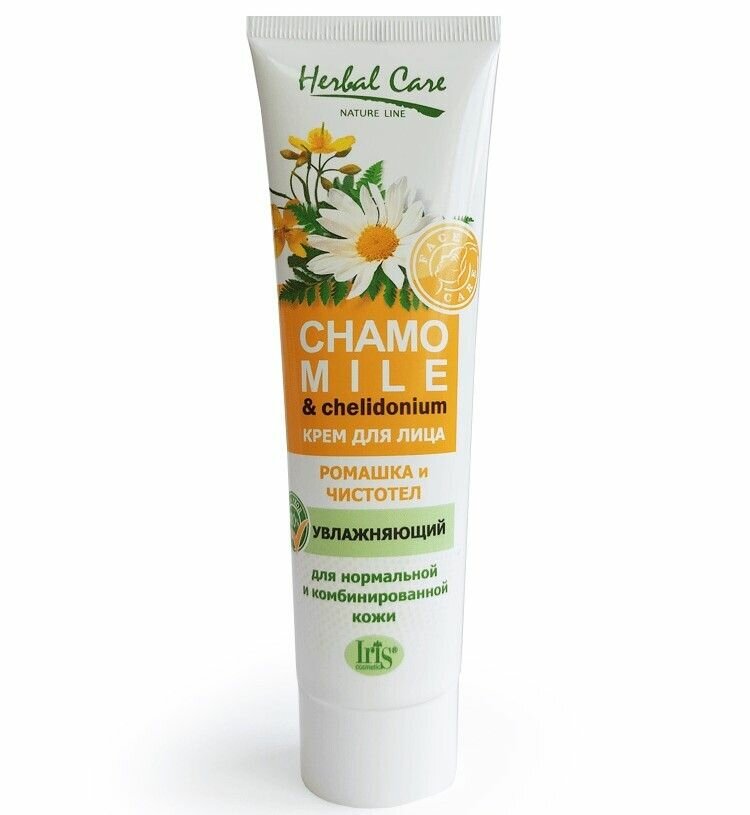 Iris cosmetic Крем для лица Herbal Care, увлажняющий ромашка и чистотел, 100 мл, 1 шт