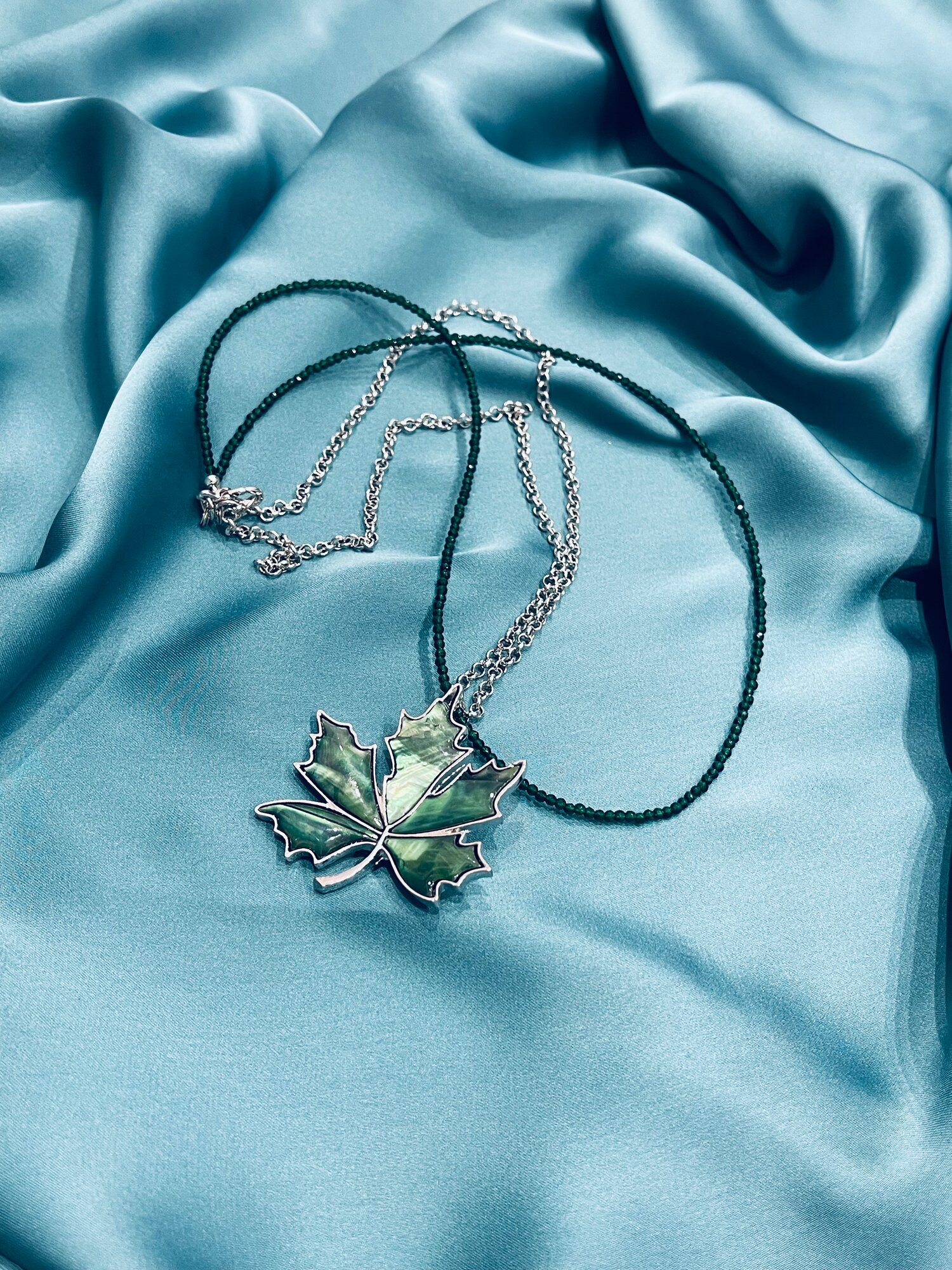 Колье Jewellery by Marina Orlova, шпинель синтетическая, длина 50 см, зеленый — фото 1