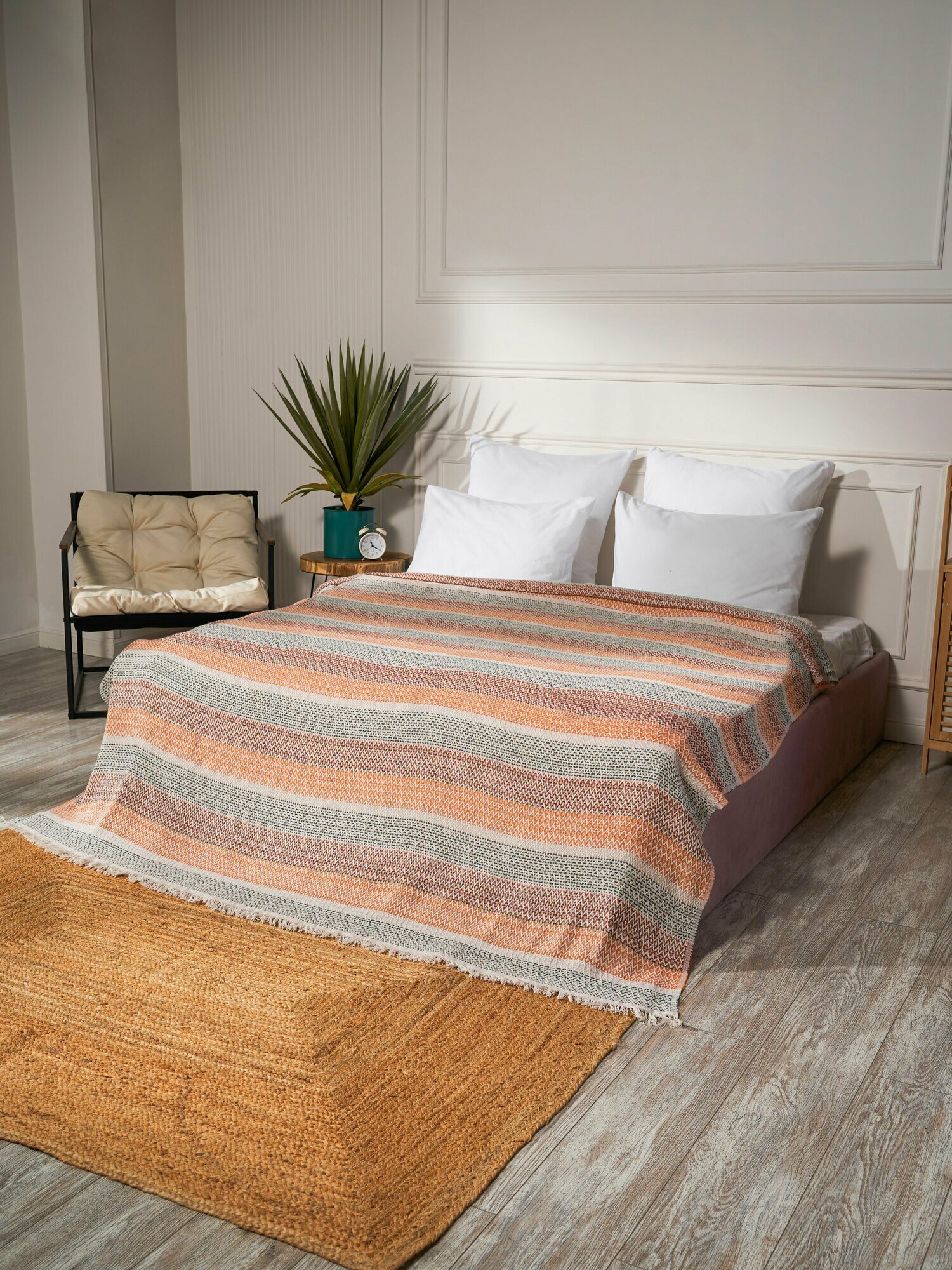 Плед Pamukoren хлопковый 200х230 на кровать и диван