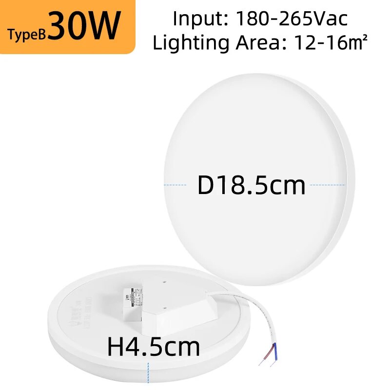 LED потолочный светильник 30W, D18.5cm, Cold White