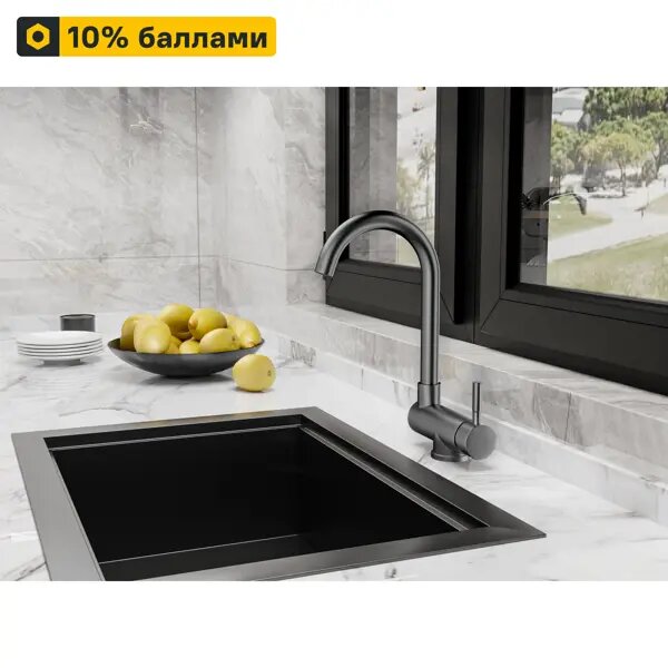 Смеситель для кухни Delinia Сиг высота излива 25 см цвет черный