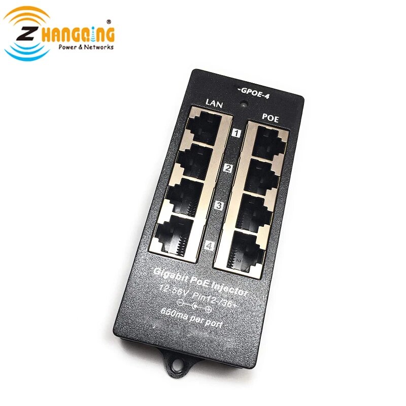 Инжектор PoE 4 порта 48В Hikvision