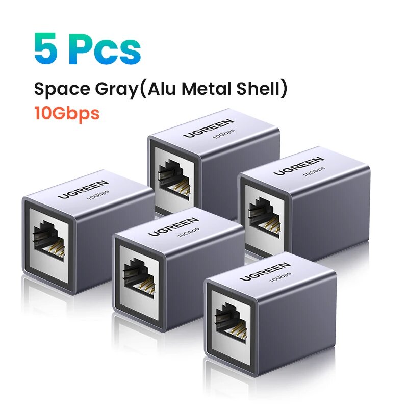 UGREEN RJ45 разъем, 5 шт, Space Gray, 10Gbps