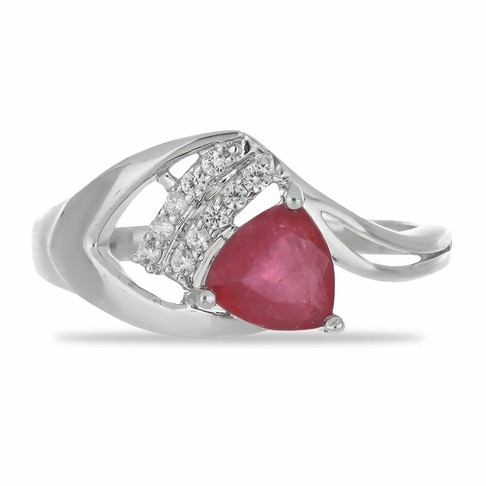 Кольцо, серебро, 925 проба, родирование, циркон, рубин