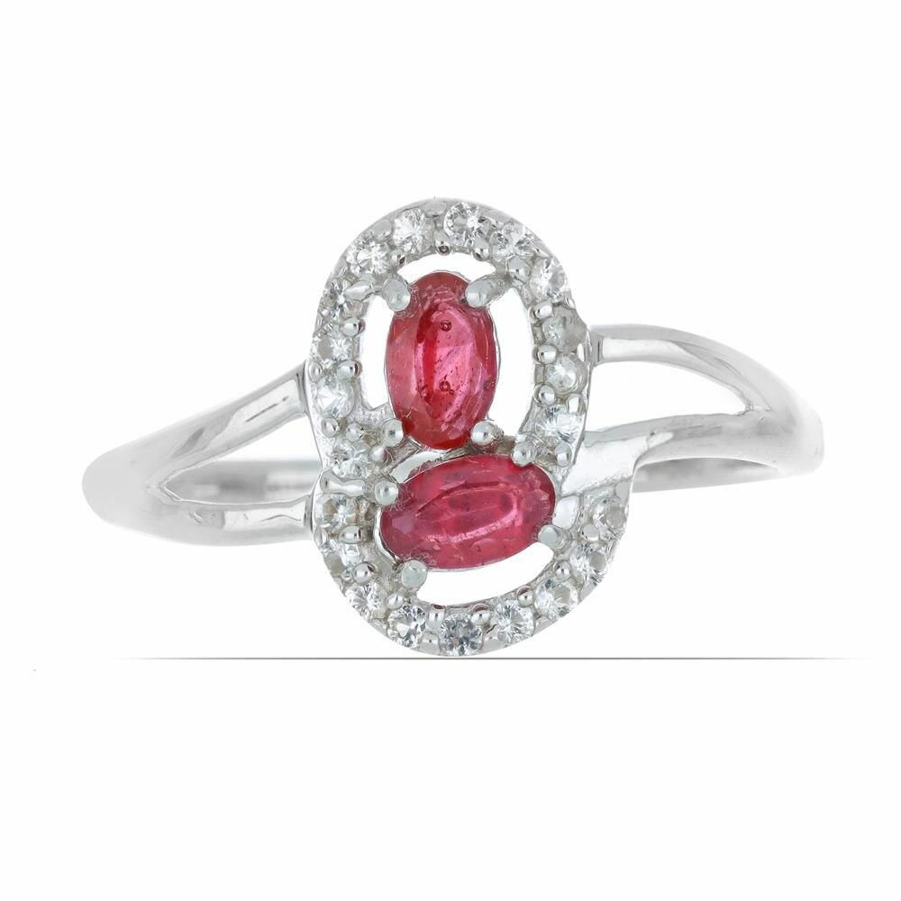 Кольцо, серебро, 925 проба, родирование, топаз, рубин