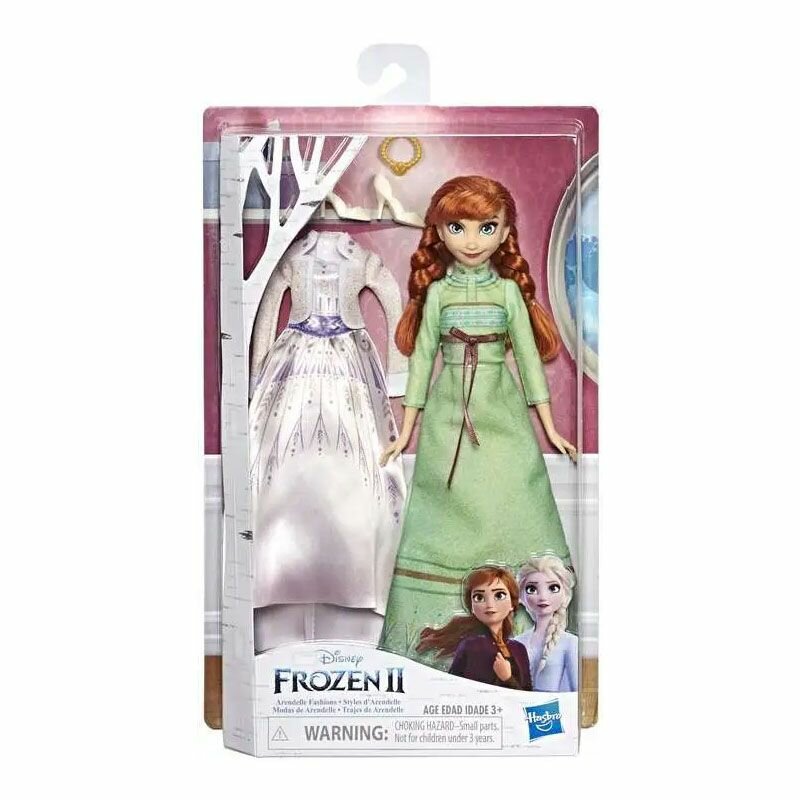Hasbro Disney Frozen 2 Arendelle Fashions Anna Замороженный Дисней Модная кукла, с удлиненными рыжими волосами, с 2 нарядами, Игрушка для детей от 3 лет